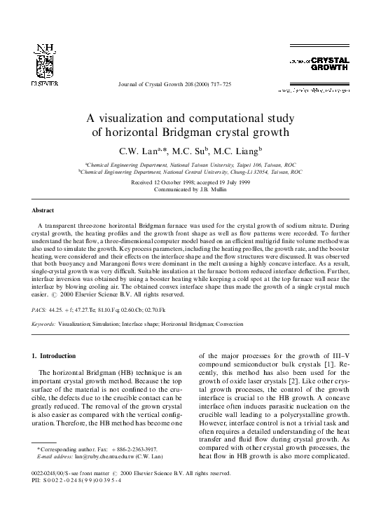 (PDF) A visualization and computational study of horizontal Bridgman crystal growth
