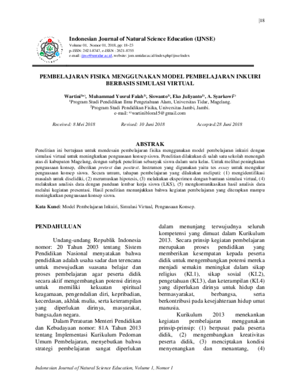 (PDF) Pembelajaran Fisika Menggunakan Model Pembelajaran Inkuiri ...