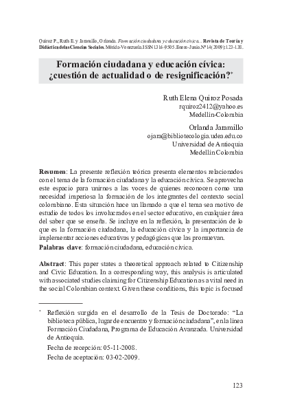 (PDF) Formaci n ciudadana y educaci n c vica: Cuesti n de actualidad o de resignificaci n ...
