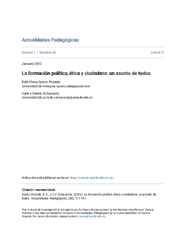 (PDF) La formación política, ética y ciudadana: un asunto de todos ...