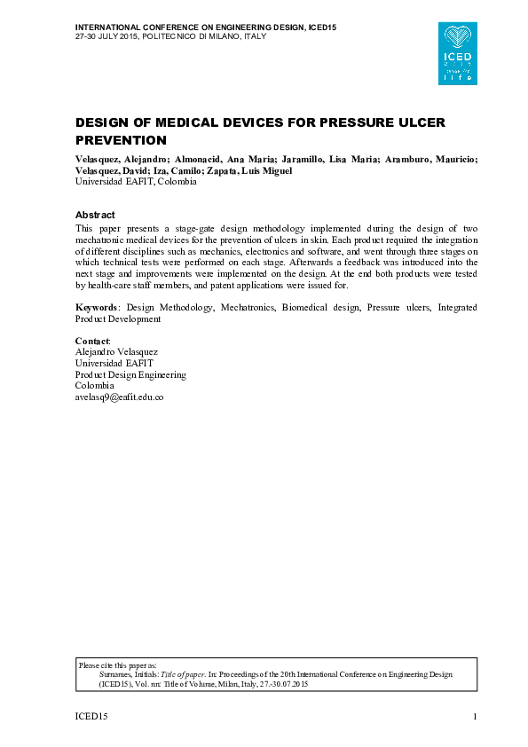 (PDF) Design of Medical Devices for Pressure Ulcer Prevention