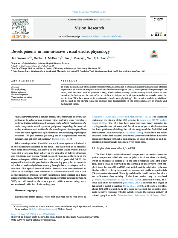 (PDF) Developments in non-invasive visual electrophysiology