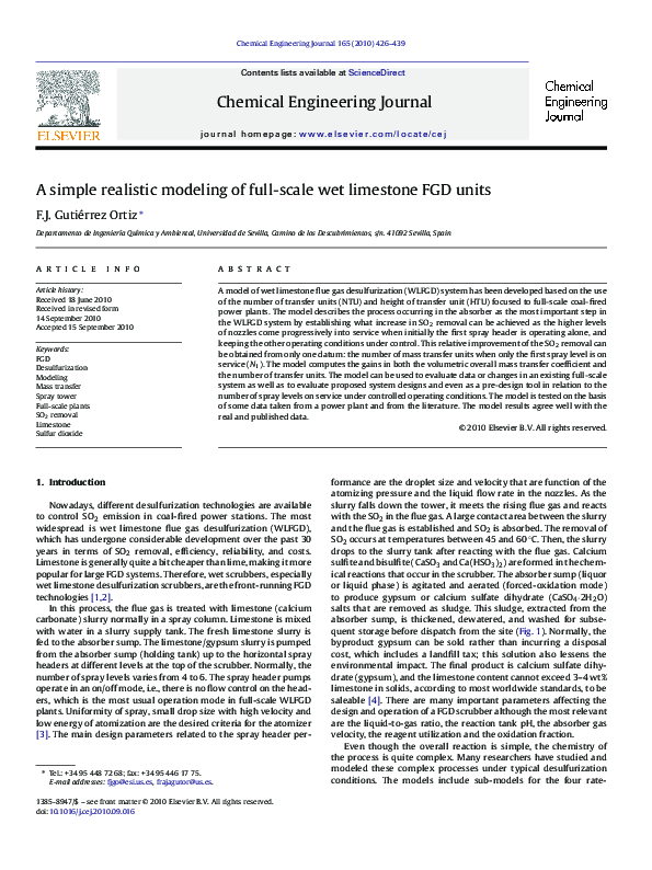 (PDF) A simple realistic modeling of full-scale wet limestone FGD units