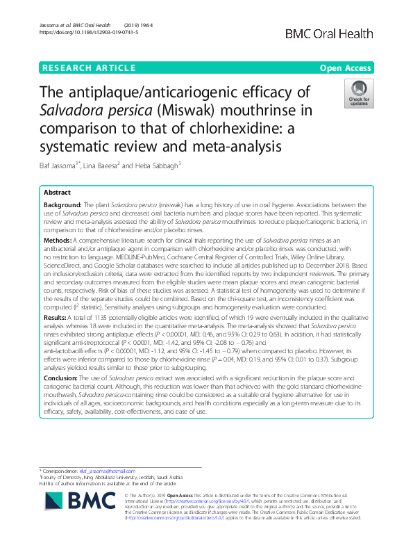 (PDF) The antiplaque/anticariogenic efficacy of Salvadora persica ...
