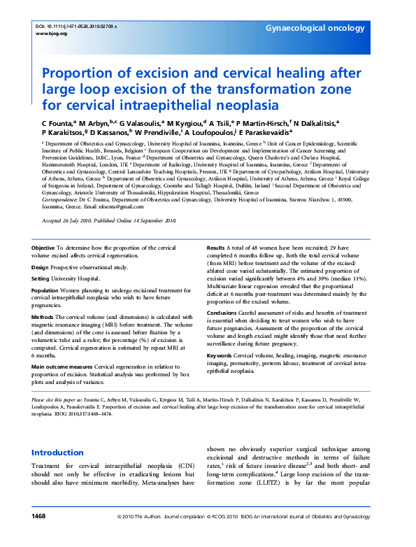 (PDF) Proportion of excision and cervical healing after large loop ...