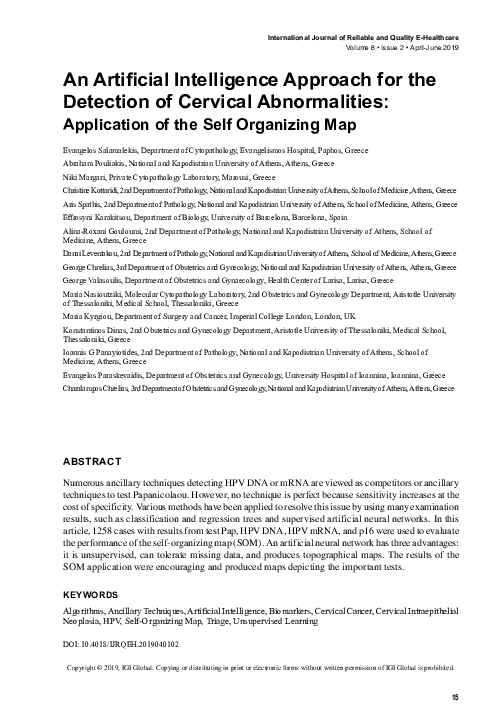 (PDF) An Artificial Intelligence Approach for the Detection of Cervical Abnormalities ...