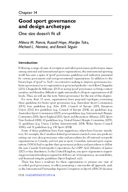 (PDF) Good sport governance and design archetype