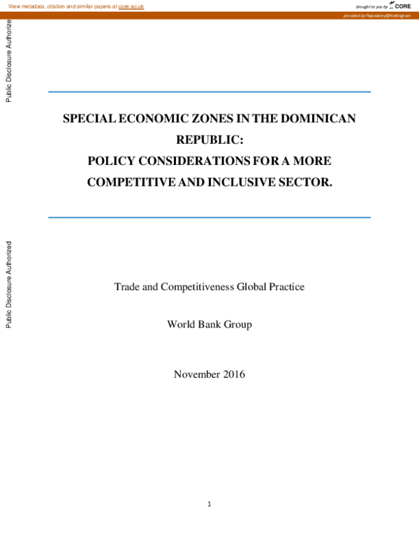 (PDF) Special economic zones in the Dominican Republic: policy ...