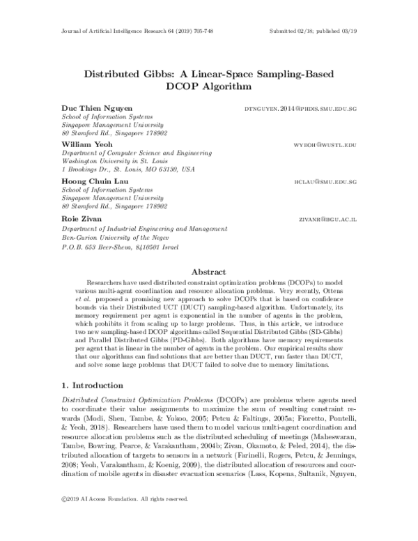 (PDF) Distributed Gibbs: A Linear-Space Sampling-Based DCOP Algorithm ... (PDF) Distributed Gibbs: A Linear-Space Sampling-Based DCOP Algorithm ...