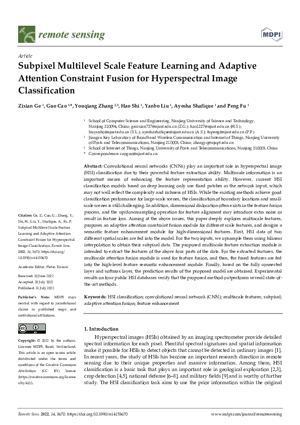 (PDF) Subpixel Multilevel Scale Feature Learning and Adaptive Attention Constraint Fusion for ...