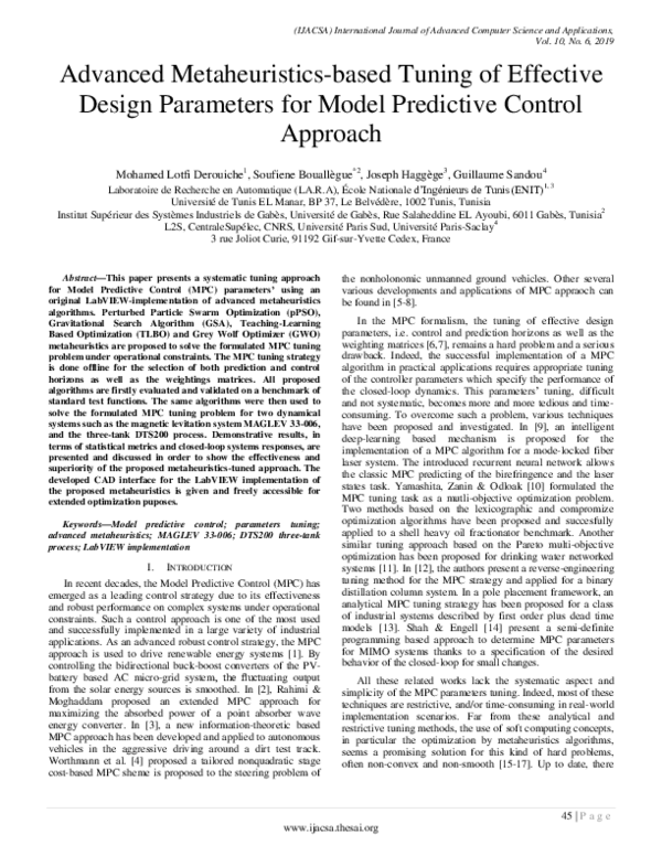 (PDF) Advanced Metaheuristics-based Tuning of Effective Design Parameters for Model Predictive ...