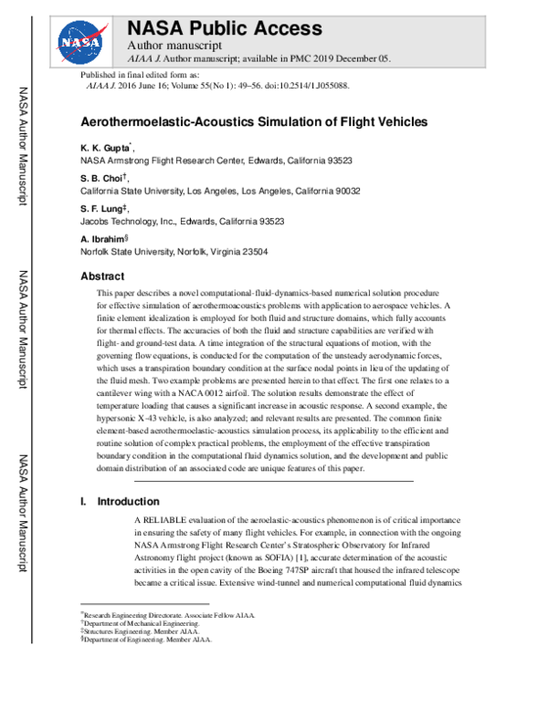 (PDF) Aerothermoelastic-Acoustics Simulation of Flight Vehicles