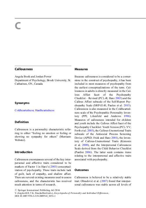 (PDF) Callousness