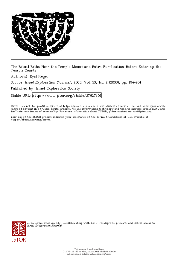 (PDF) "The Ritual Baths Near the Temple Mount and the Extra ...