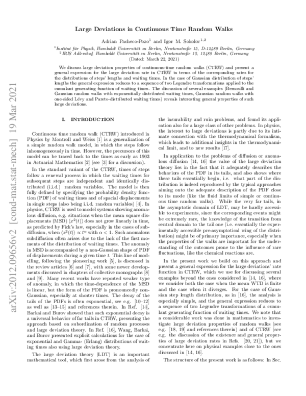 (PDF) Large deviations in continuous-time random walks | Adrian Pozo - Academia.edu
