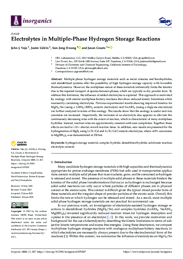 (PDF) Electrolytes in Multiple-Phase Hydrogen Storage Reactions