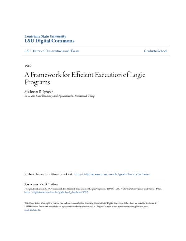 Pdf A Framework For Efficient Execution Of Logic Programs