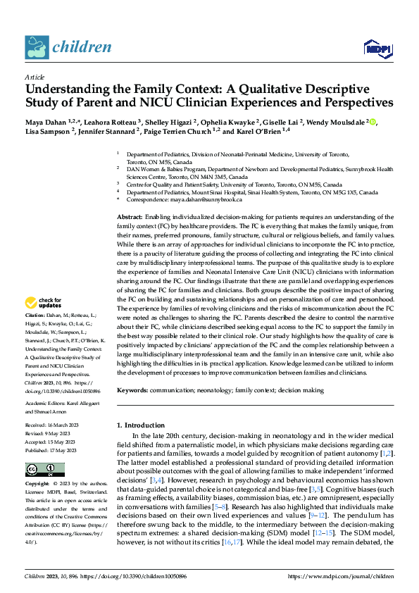 (PDF) Understanding the Family Context: A Qualitative Descriptive Study ...