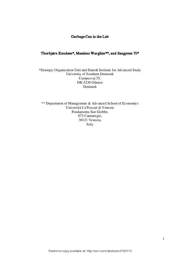 (PDF) Garbage Can in the Lab
