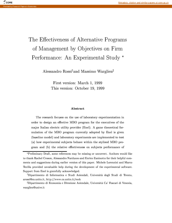 (PDF) The effectiveness of alternative programs of management by ...