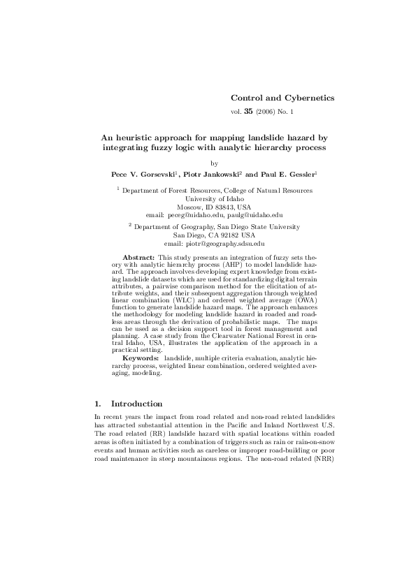 (PDF) Heuristic approach for mapping landslide hazard integrating fuzzy logic with analytic ...