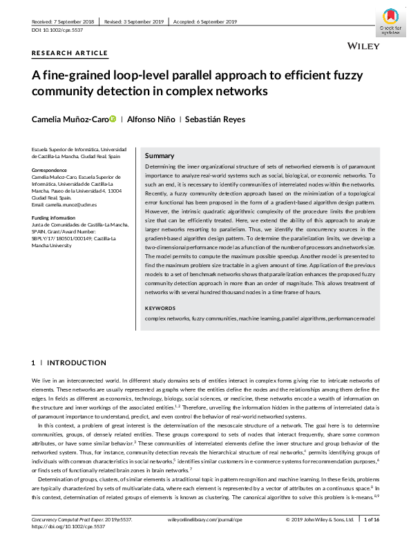 (PDF) A fine‐grained loop‐level parallel approach to efficient fuzzy community detection in ...