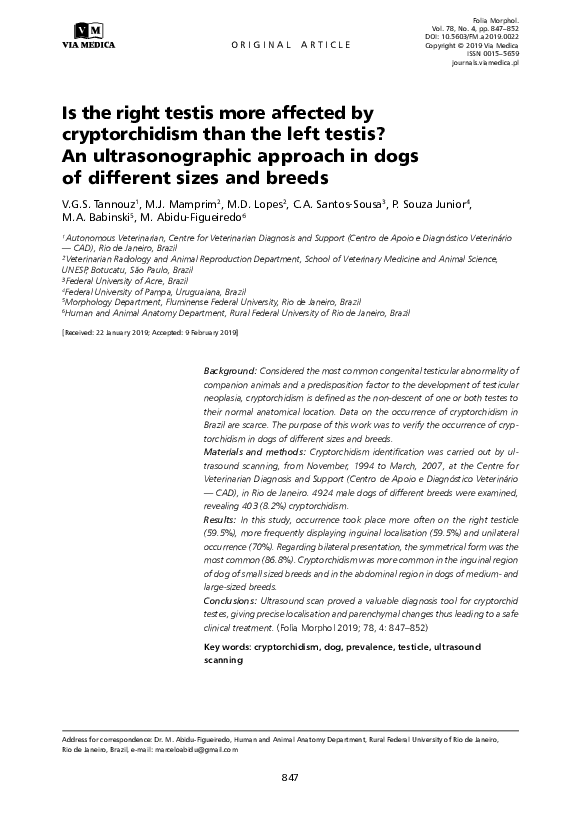 (PDF) Is the right testis more affected by cryptorchidism than the left ...
