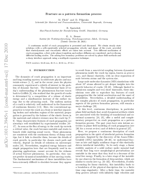 (PDF) Fracture as a pattern formation process