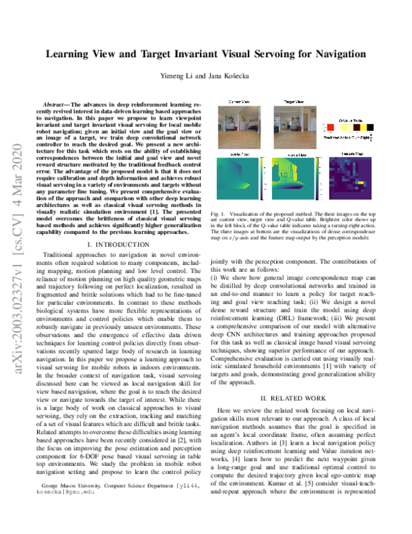 (PDF) Learning View and Target Invariant Visual Servoing for Navigation