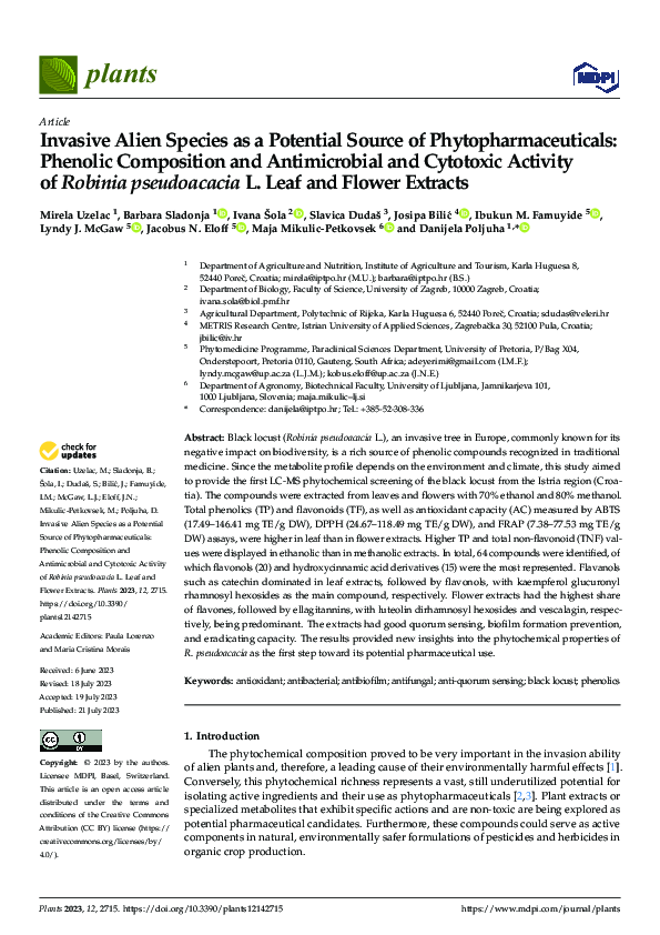 (PDF) Invasive Alien Species as a Potential Source of Phytopharmaceuticals: Phenolic Composition ...