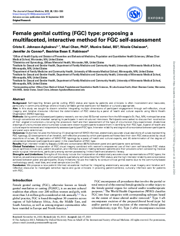 (PDF) Female genital cutting (FGC) type: proposing a multifaceted ...