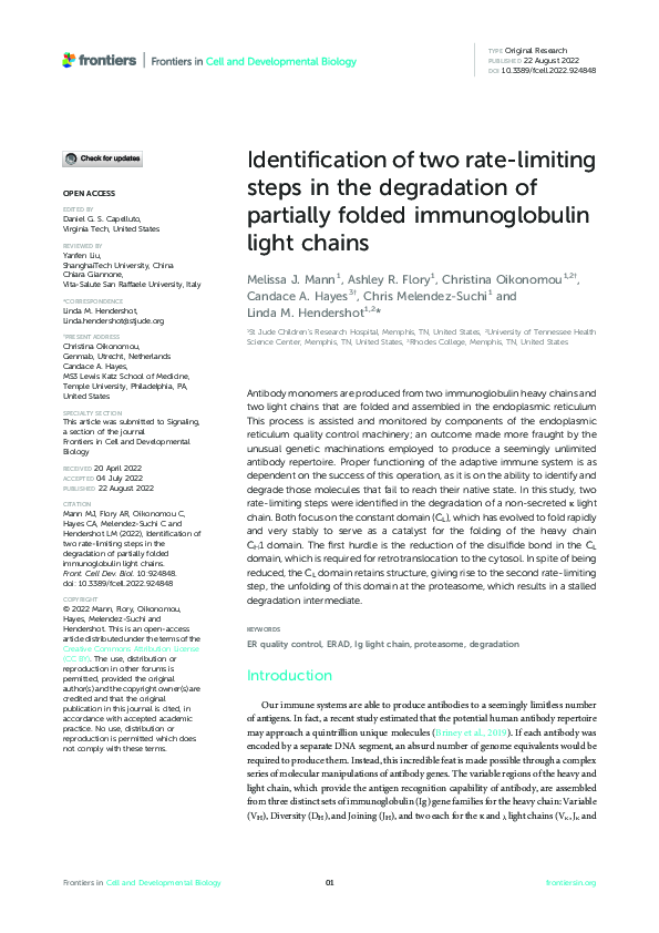(PDF) Identification of two rate-limiting steps in the degradation of partially folded ...
