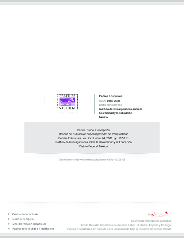 (PDF) Reseña de "Educación superior privada" de Philip Altbach