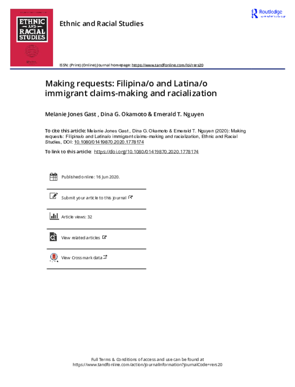 (PDF) Making requests: Filipina/o and Latina/o immigrant claims-making ...