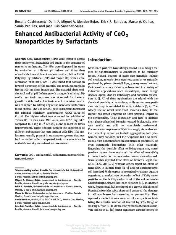 (PDF) Enhanced Antibacterial Activity of CeO2 Nanoparticles by Surfactants