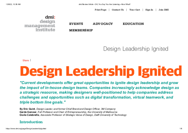 (PDF) Design Leadership Ignited