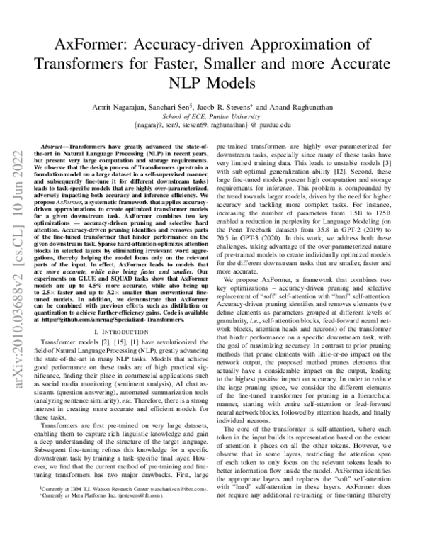 (PDF) AxFormer: Accuracy-driven Approximation of Transformers for Faster, Smaller and more ...