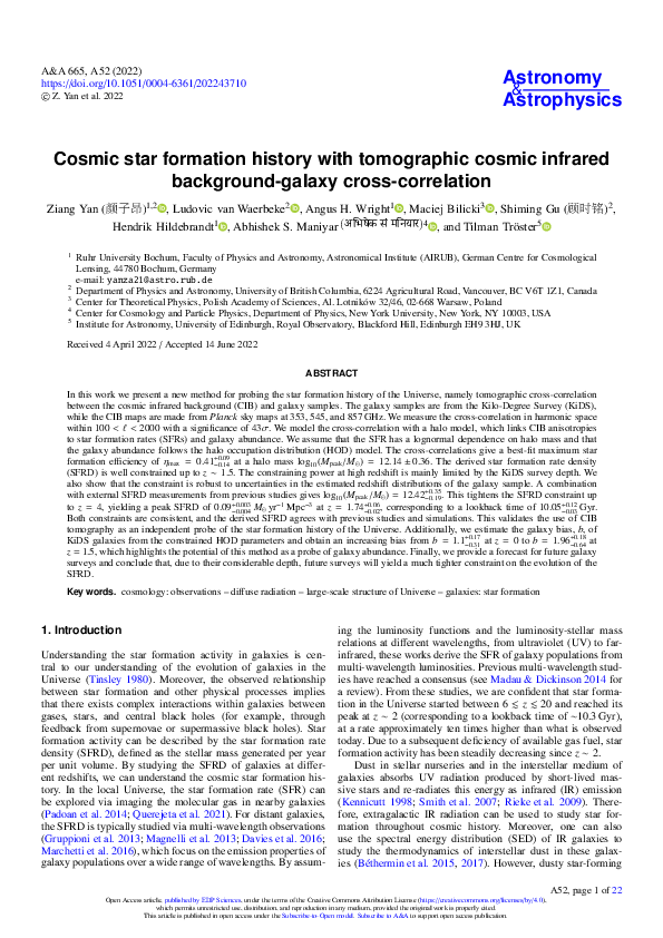 (PDF) Cosmic star formation history with tomographic cosmic infrared ...