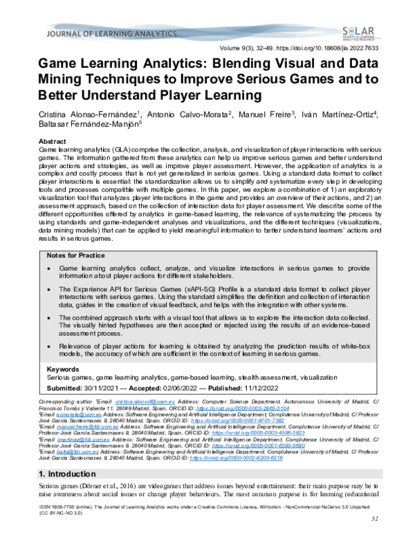 (PDF) Game Learning Analytics