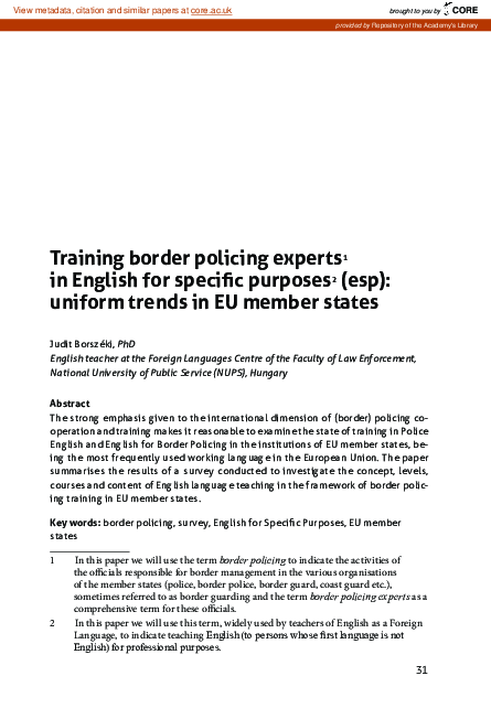 (PDF) Training border policing experts in English for specific purposes ...