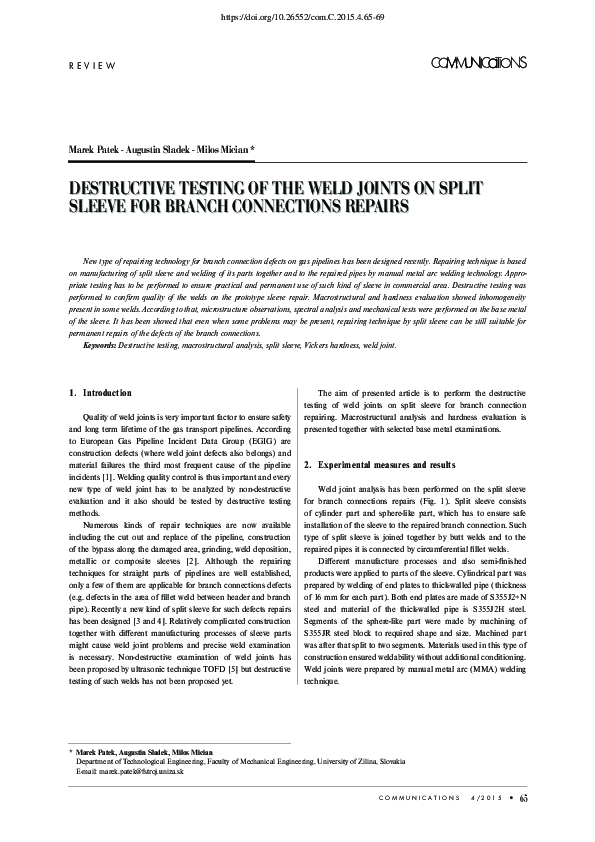 (PDF) Destructive Testing of the Weld Joints on Split Sleeve for Branch ...