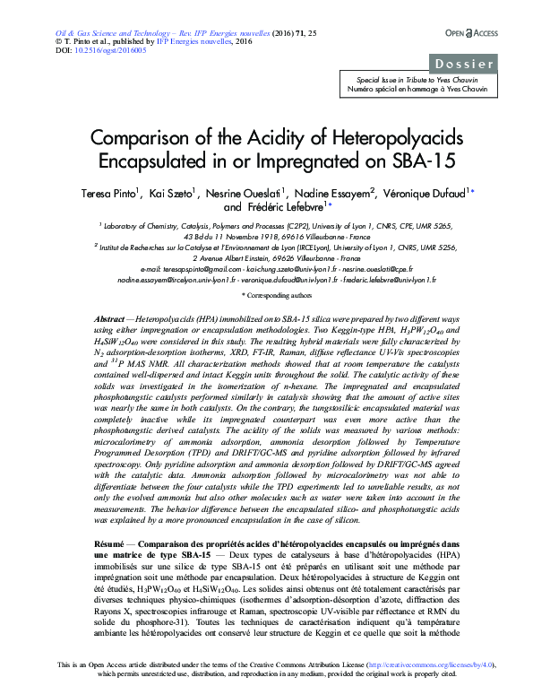 (PDF) Comparison of the Acidity of Heteropolyacids Encapsulated in or ...