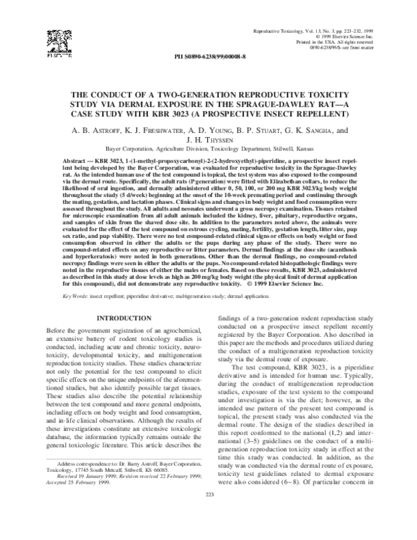 (PDF) The conduct of a two-generation reproductive toxicity study via ...
