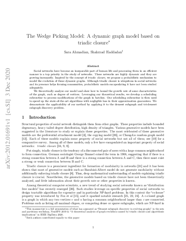 (PDF) Triadic Closure in Dynamic Graph Modeling