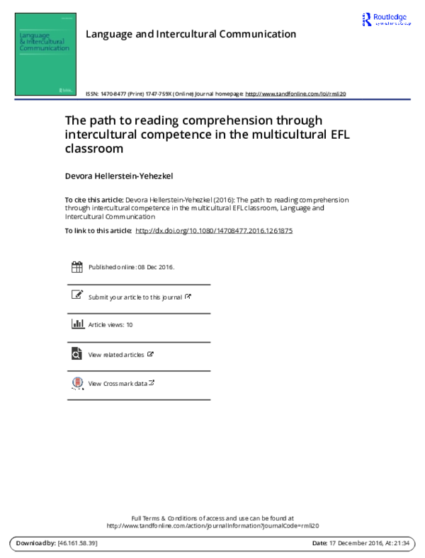 (PDF) The path to reading comprehension through intercultural competence in the multicultural ...
