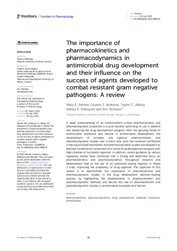 (PDF) The importance of pharmacokinetics and pharmacodynamics in antimicrobial drug development ...