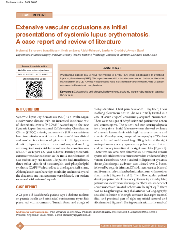 (PDF) Extensive vascular occlusions as initial presentations of ...