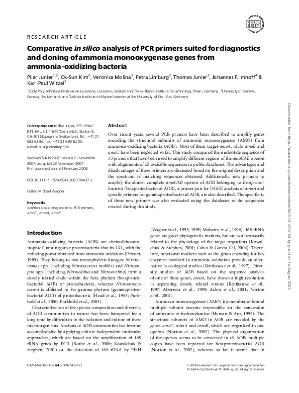 (PDF) Comparative in silico analysis of PCR primers suited for ...