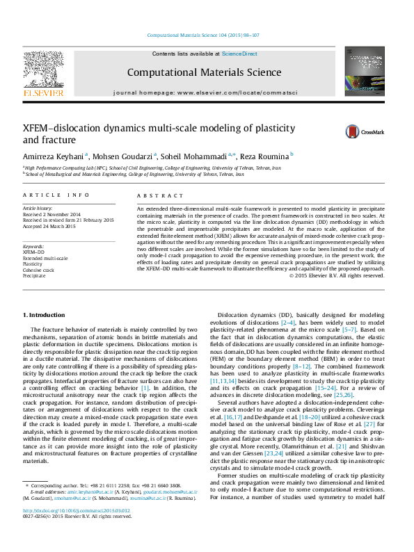 (PDF) XFEM–dislocation dynamics multi-scale modeling of plasticity and fracture