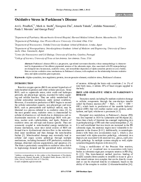 Pdf Oxidative Stress In Parkinson S Disease